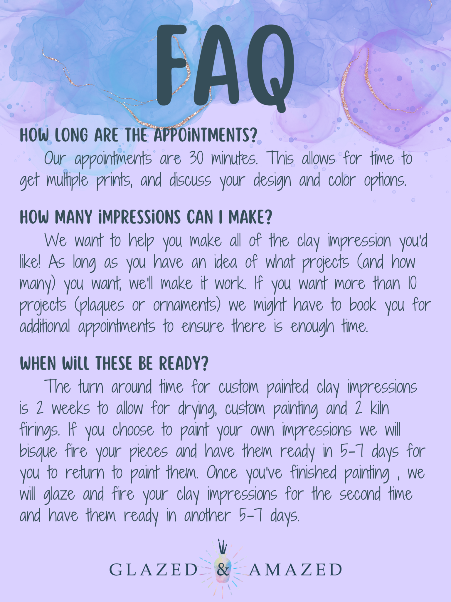 Clay Imprints and Classes - Glazed and Amazed